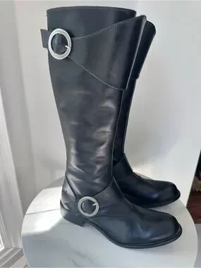 John Fluevog | Shoes | John Fluevog Heidi Black Leather Kneehigh Buckle ...